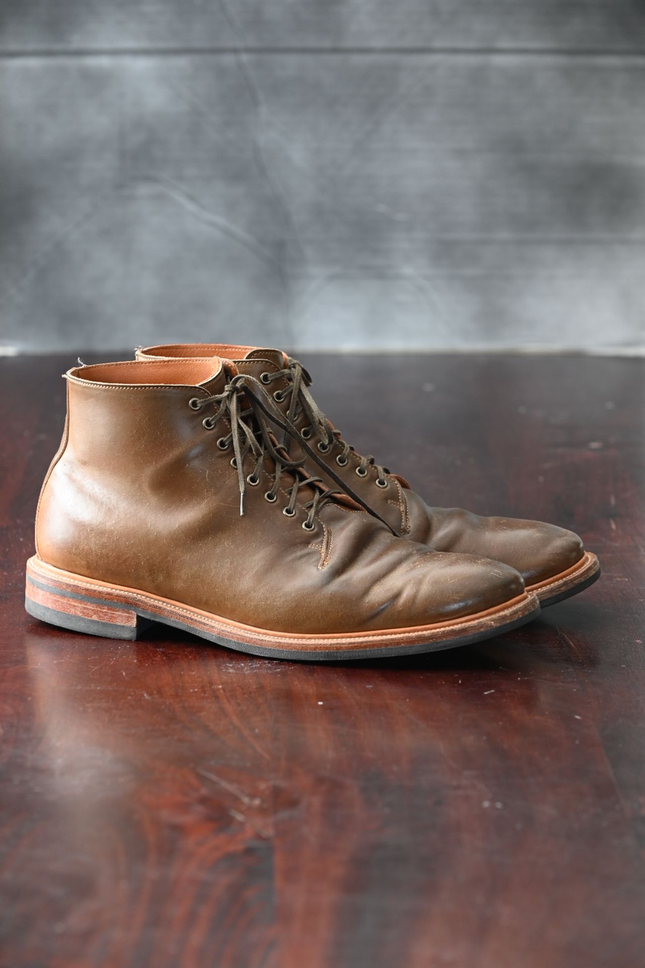 Viberg Wholecut Derby Boot in Horween Calvados Shell Cordovan | Patina ...
