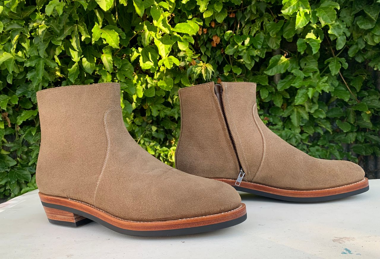 Benzein The Stride Side Zip Boots in Horween Natural Chromexcel ...
