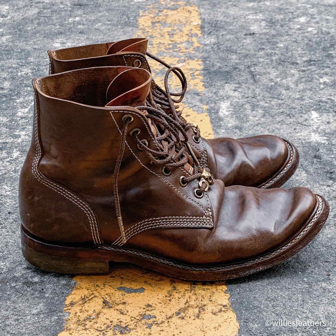 Willie's Handmade Boots Boondocker in Maryam Olive Horsebutt | Patina ...