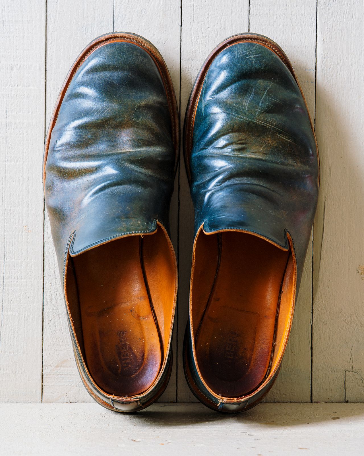 Viberg Slipper in Horween Black Scuffed Shell Cordovan | Patina Project