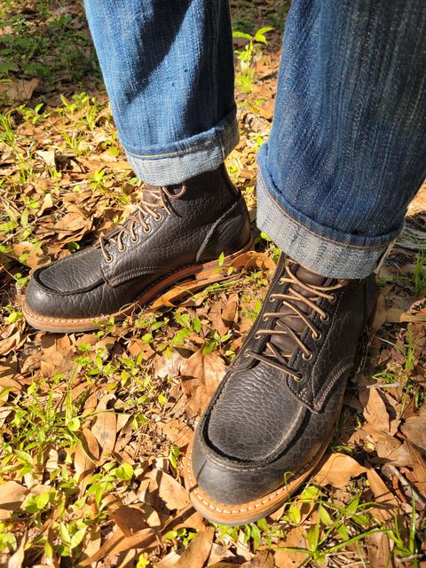 Truman Upland Moc Toe Boot in Law Tanning Black Big Horn Shrunken Bison ...
