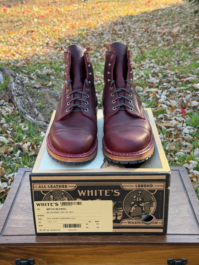 White's MP-Sherman Toe Cap in Gallun Black Cherry Shrunken Calf | Photo ...