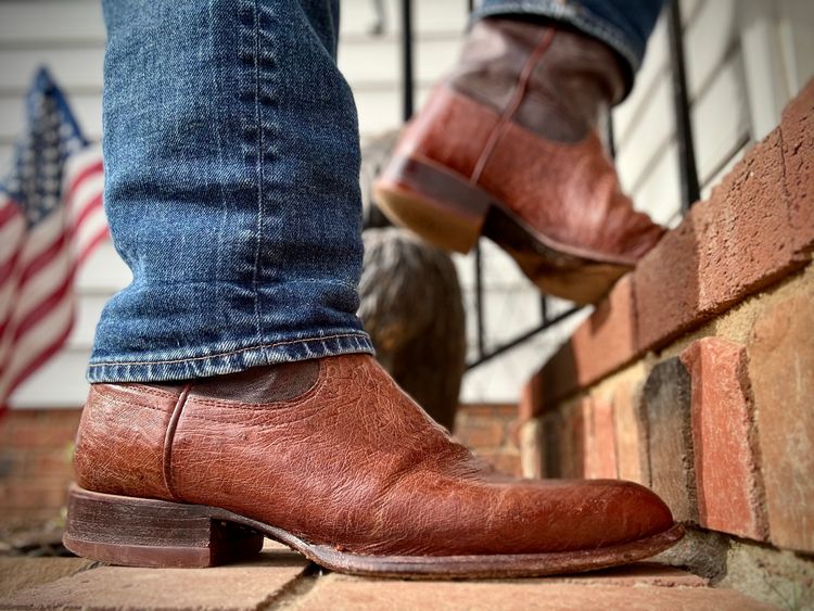 Tecovas The Wade in Russet Smooth Ostrich & Scotch Goat | Photo by ...