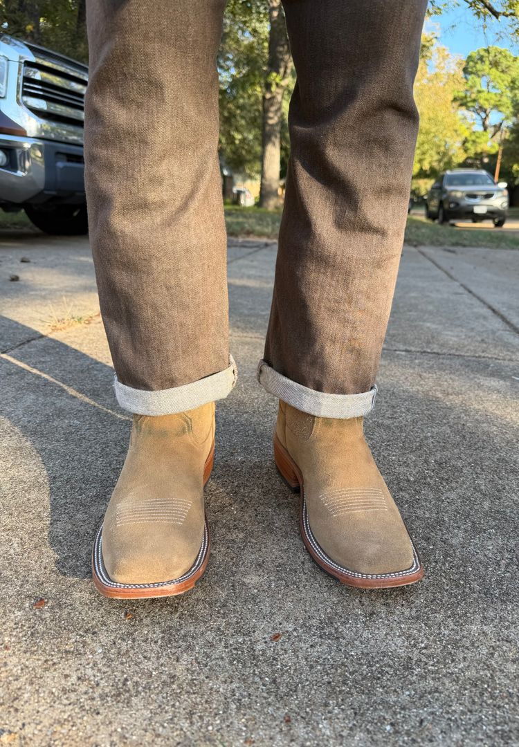Rios of Mercedes Cowboy Boots in Horween Marine Field Roughout | Photo ...