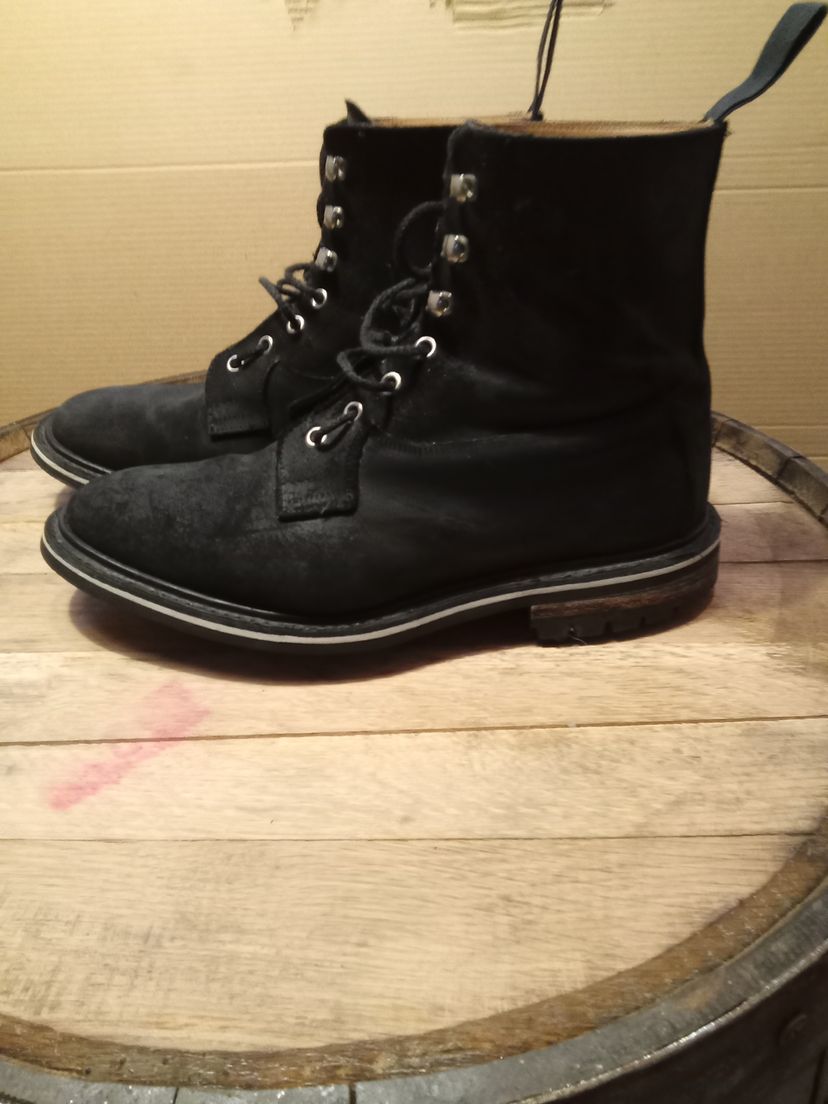 Tricker's Burford Country Boot in C.F. Stead Black Waxy Commander Suede ...