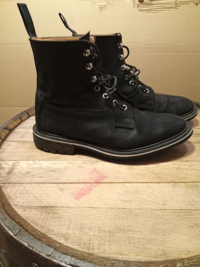 Tricker's Burford Country Boot in C.F. Stead Black Waxy Commander Suede ...