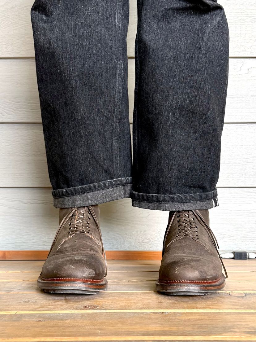 Viberg Wholecut Derby Boot in C.F. Stead Stone Waxed Kudu | Photo by ...
