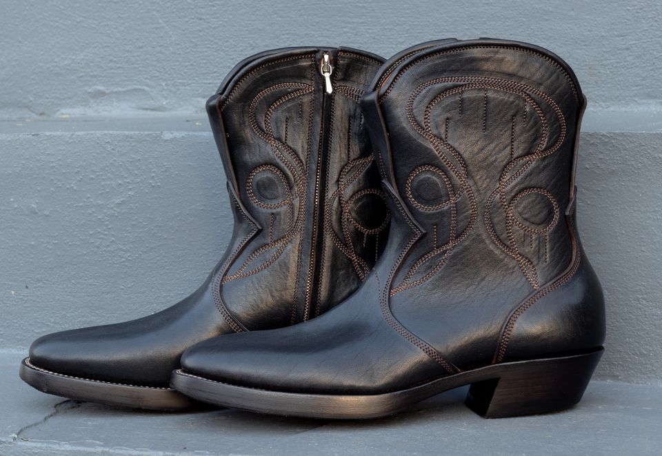Lost Boy Boots Western Zip in Shinki Black Teacore Horsehide | Photo by ...