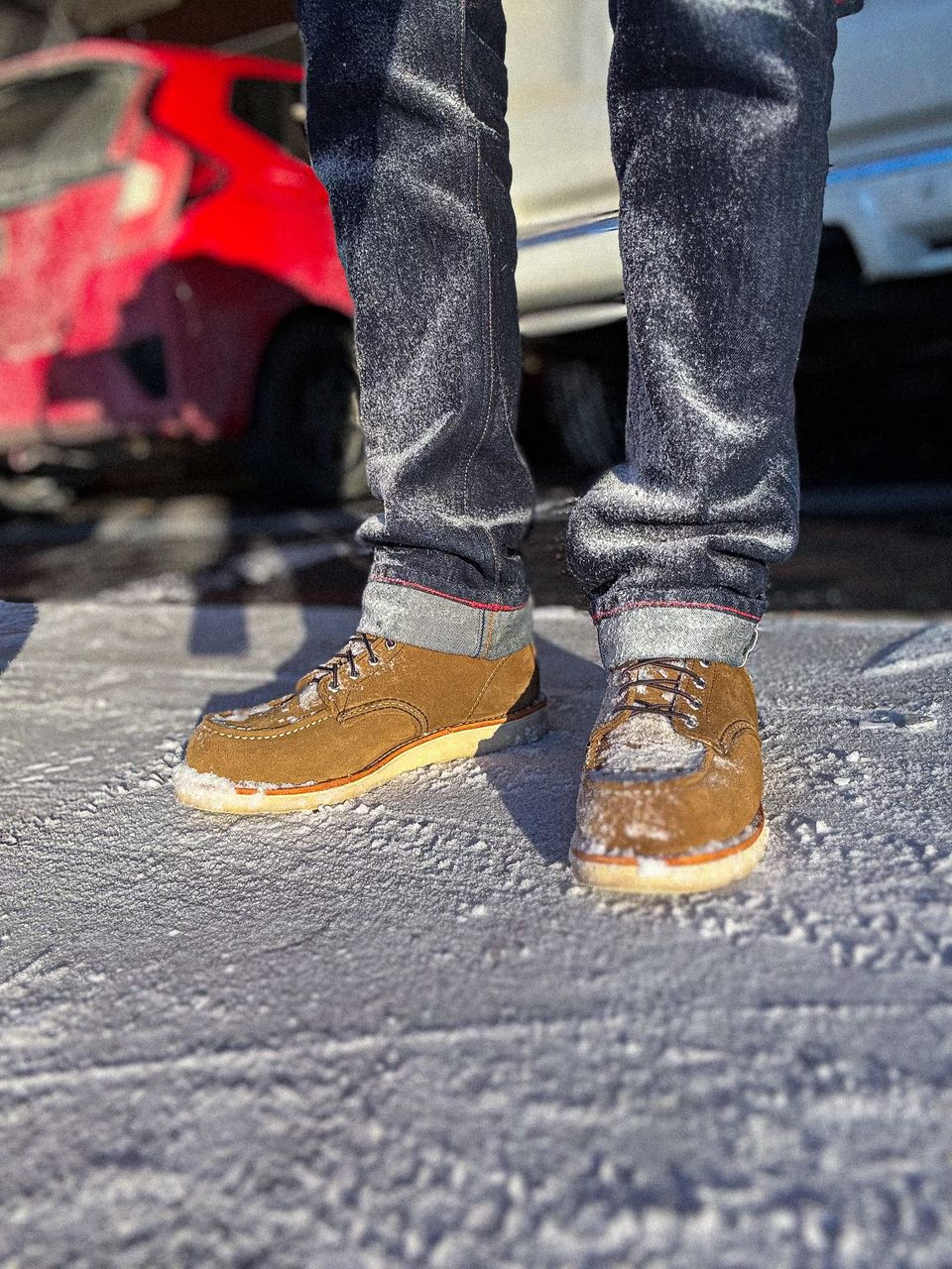 Red Wing 6-Inch Classic Moc in S.B. Foot Olive Mohave Roughout | Photo ...