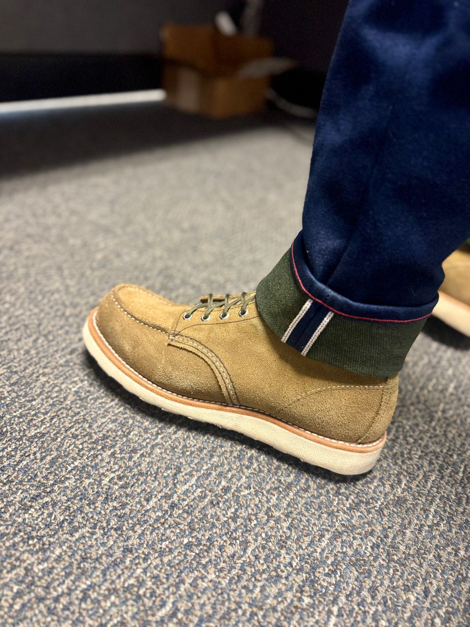 Red Wing 6-Inch Classic Moc in S.B. Foot Olive Mohave Roughout | Photo ...