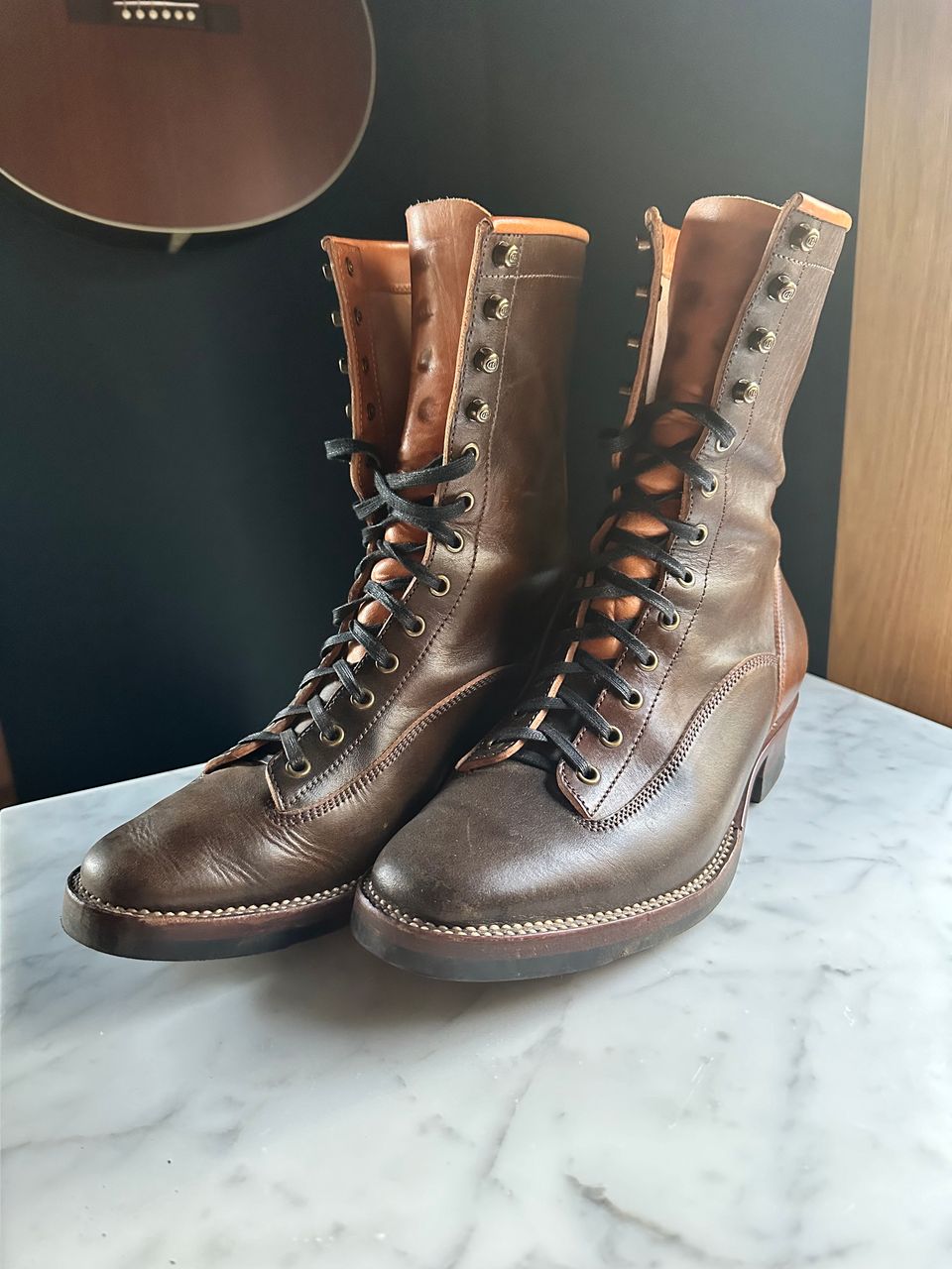 Flame Panda Lace To Toe in Maryam Natural Horsebutt Overdyed Brown then ...