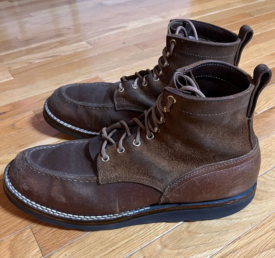 Nicks Moc Toe in 64 Brown Roughout Over Horween Ember Waxed Flesh ...